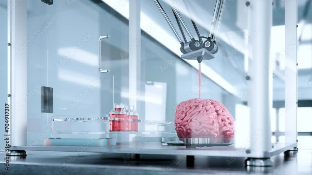 3d bioprinting of the human brain. Futuristic concept of printing human ...
