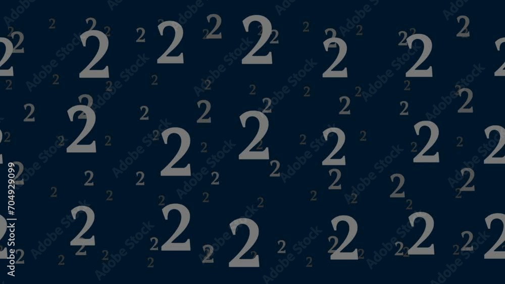 Vidéo Stock Number two symbols float horizontally from left to right. Parallax fly effect ...