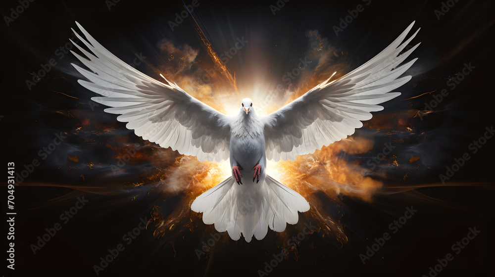 Graphic and biblical representation of Holy Spirit as a dove Stock ...