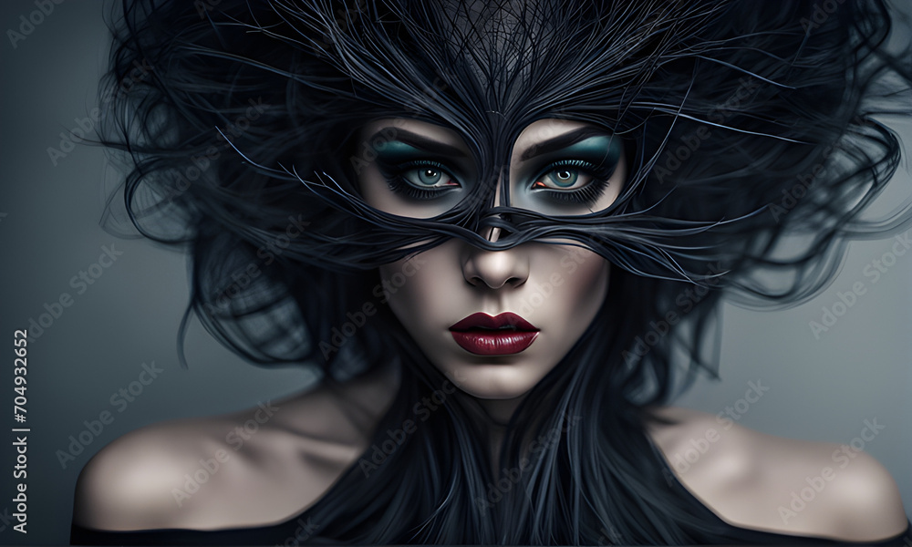 a portrait of an irresistible beauty of a girl with expressive eyebrows ...