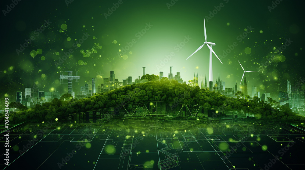 Green Energy and Technology Concept A background combining green energy ...