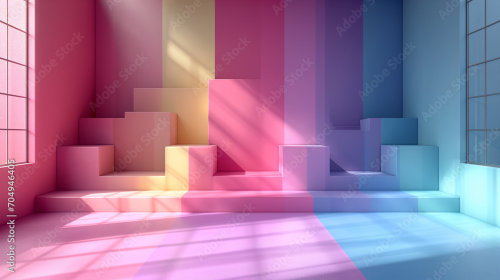 Fondo render con objetos geométricos multicolor Stock Photo | Adobe Stock