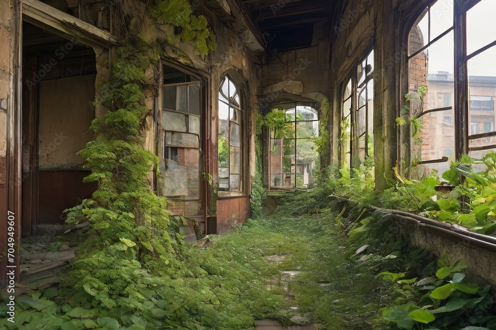 Nature reclaims ruins. Old buildings embraced by nature's beauty ...