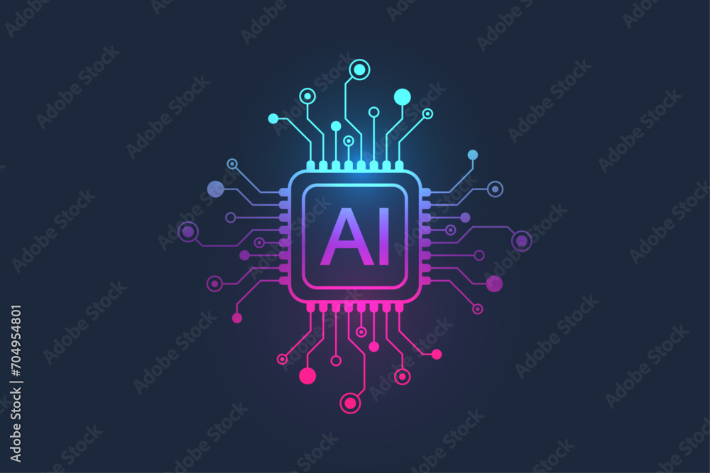 Artificial intelligence icon, sign, logo in the circuit line style. AI ...