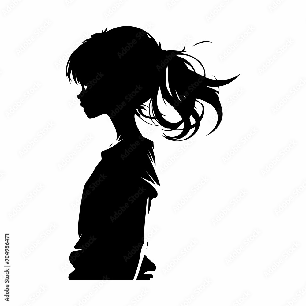 cute anime girl outline drawing illustration Stock Photo | Adobe Stock