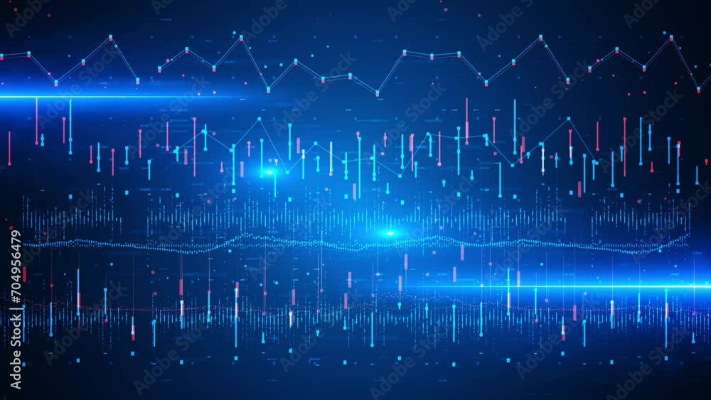 Digital blue bar chart with growing business concept. Hi-tech style ...