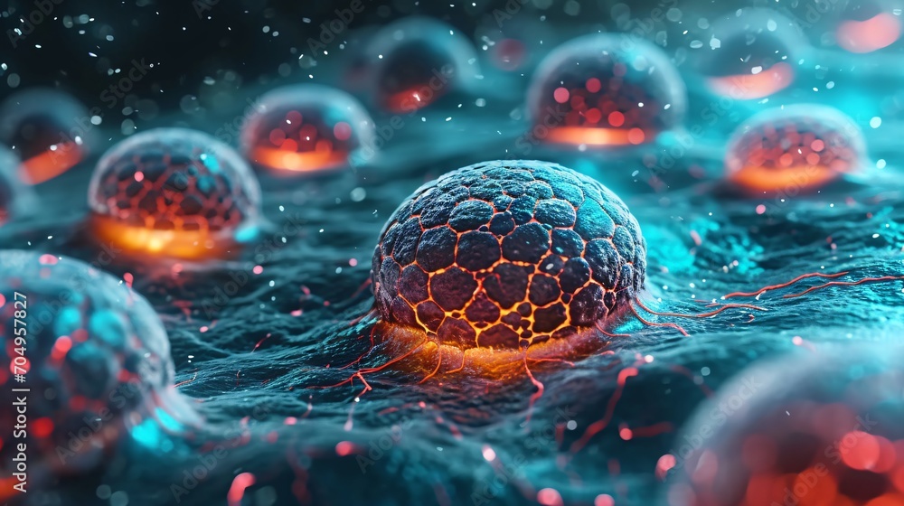 cellular therapy and regeneration, microscopic view of body cells ...