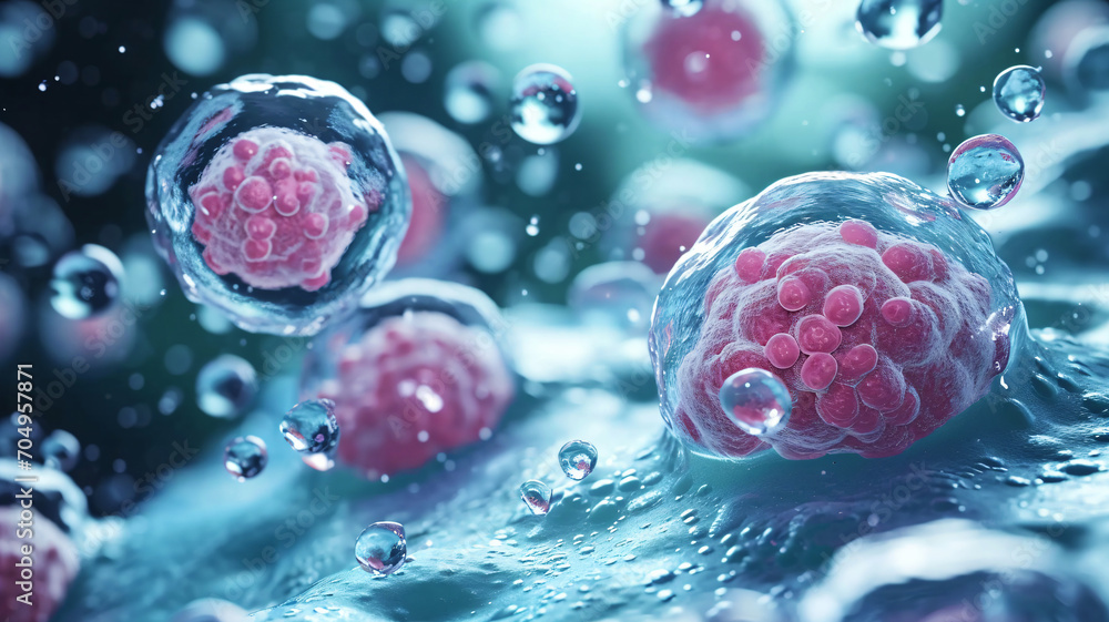 cellular therapy and regeneration, microscopic view of body cells ...