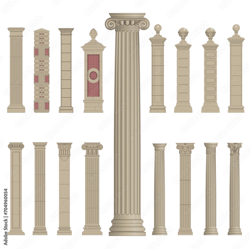 pillar column antique ancient old roman greek architecture set Stock Illustration | Adobe Stock