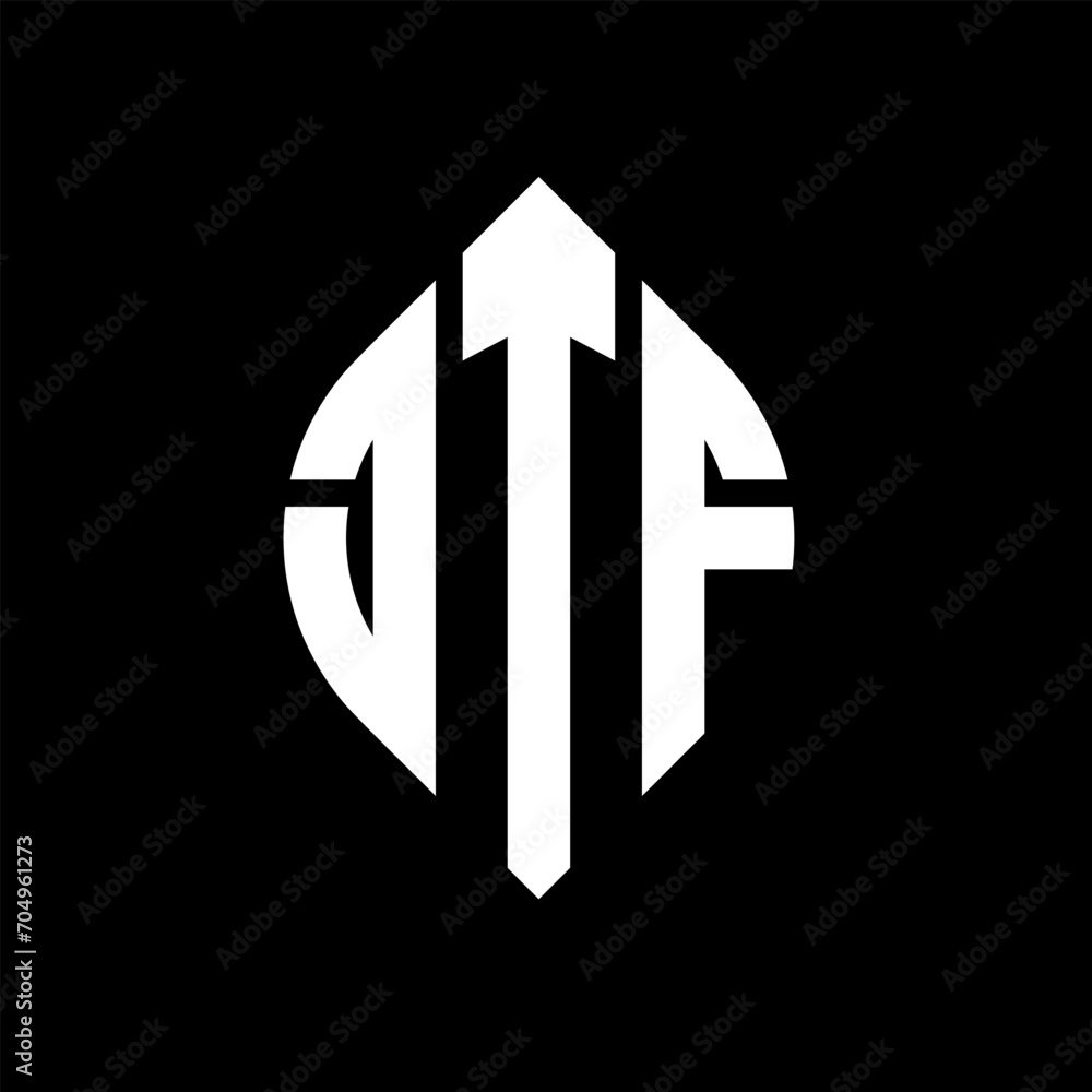 JTF circle letter logo design with circle and ellipse shape. JTF ...