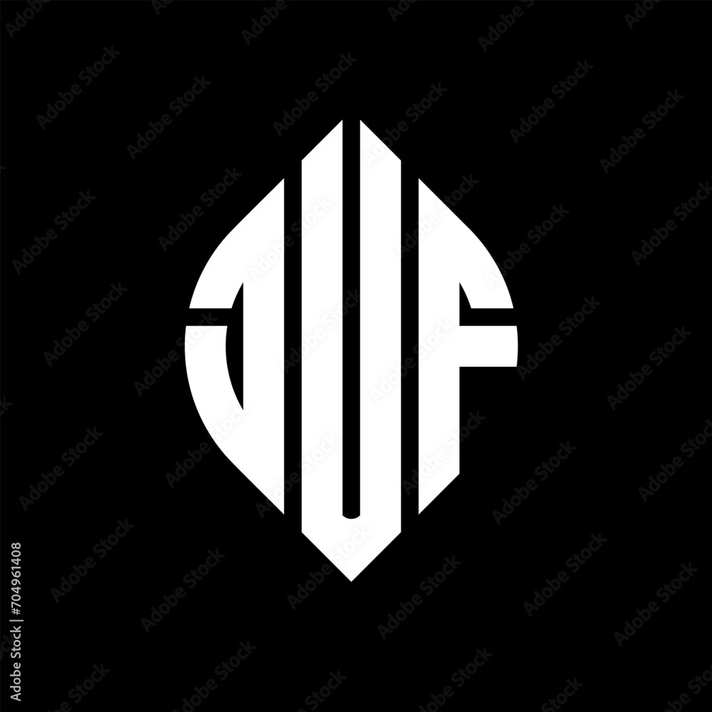 JUF circle letter logo design with circle and ellipse shape. JUF ...