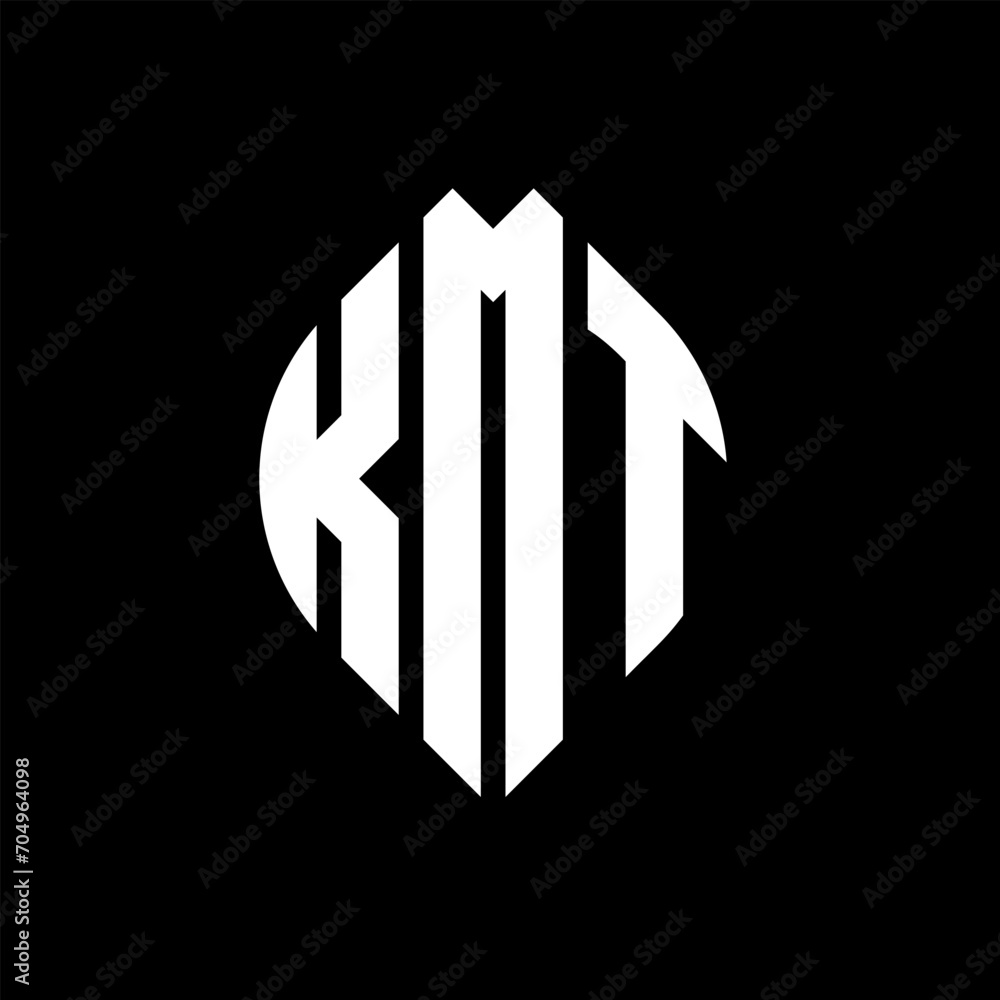 KMT circle letter logo design with circle and ellipse shape. KMT ...