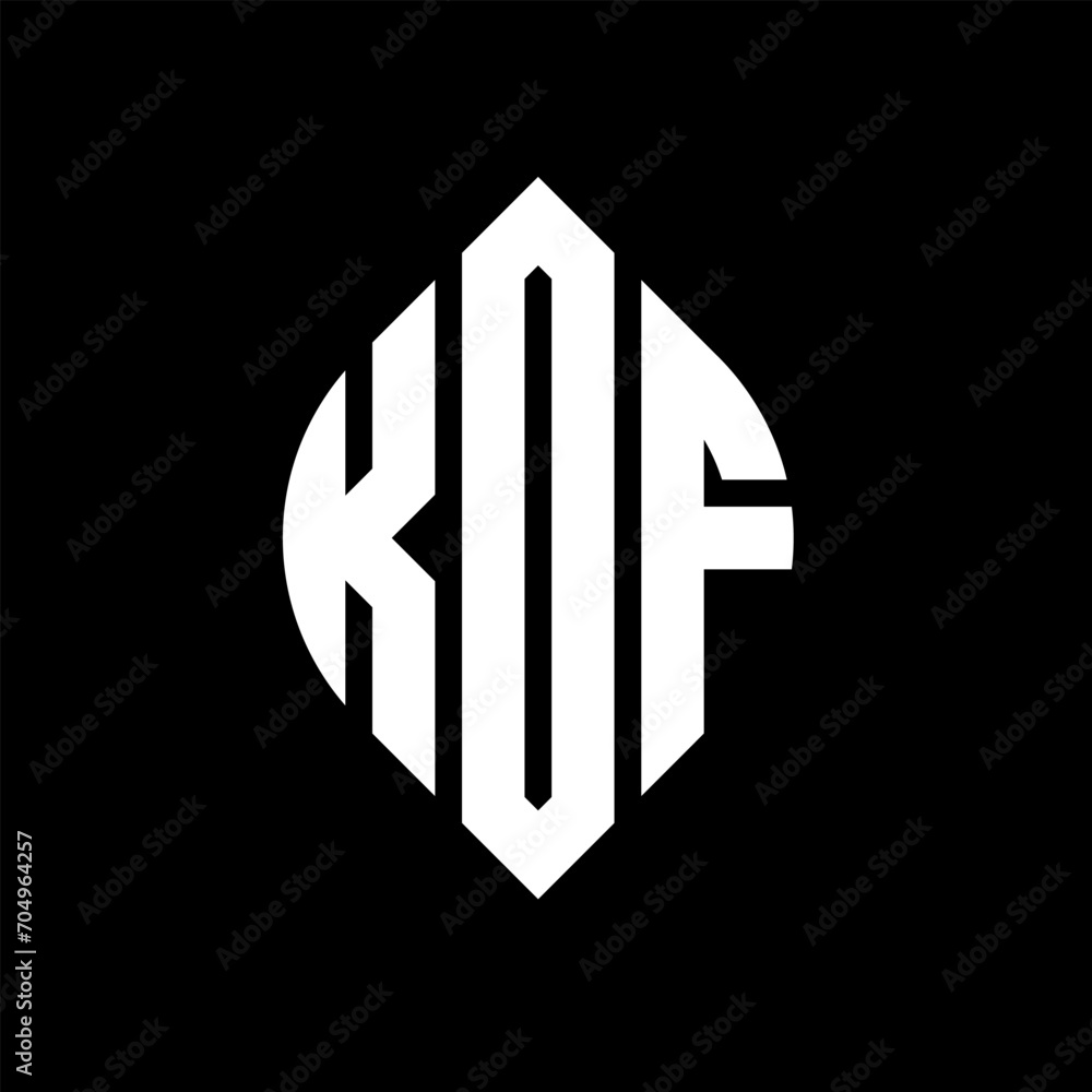 KOF circle letter logo design with circle and ellipse shape. KOF ...
