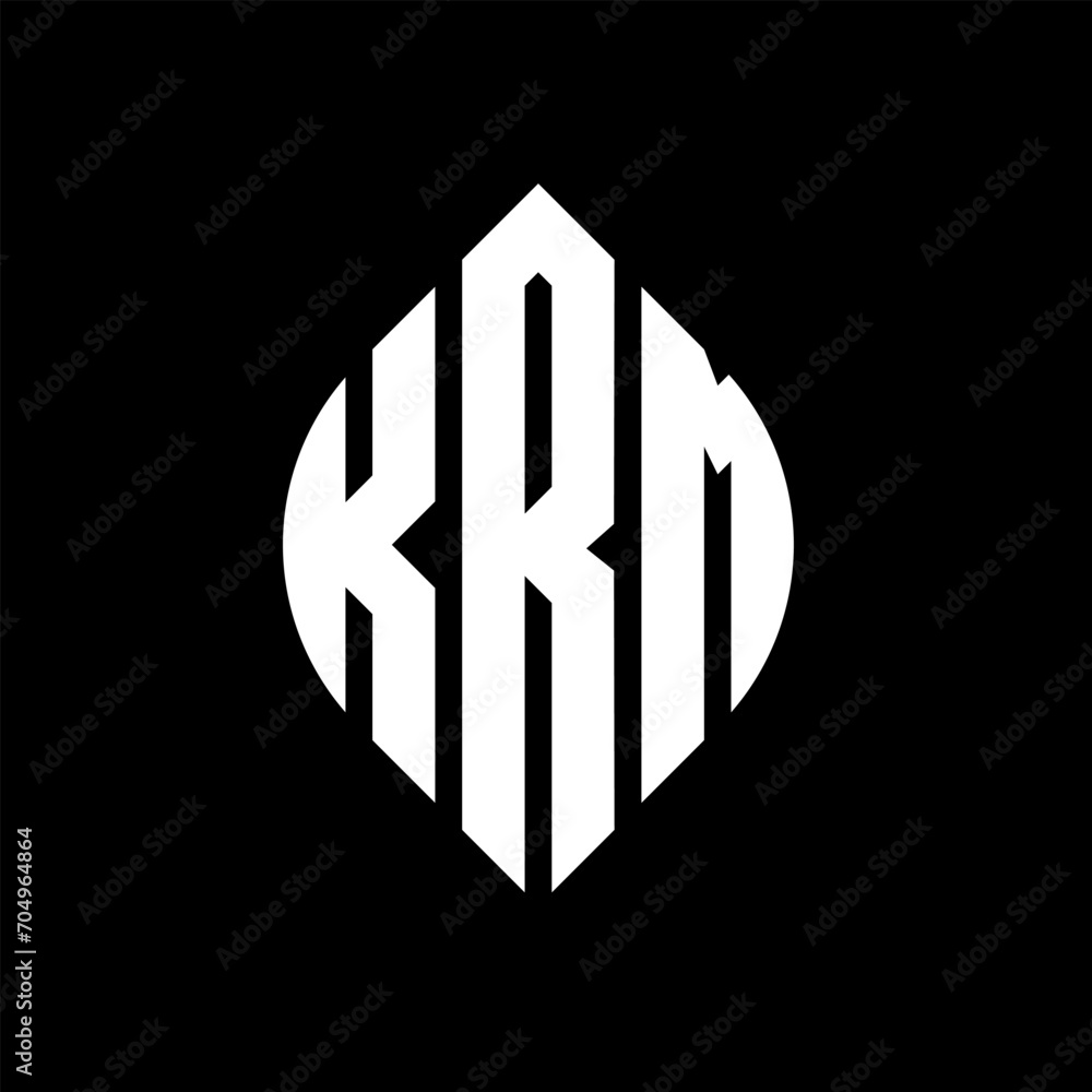 KRM circle letter logo design with circle and ellipse shape. KRM ...