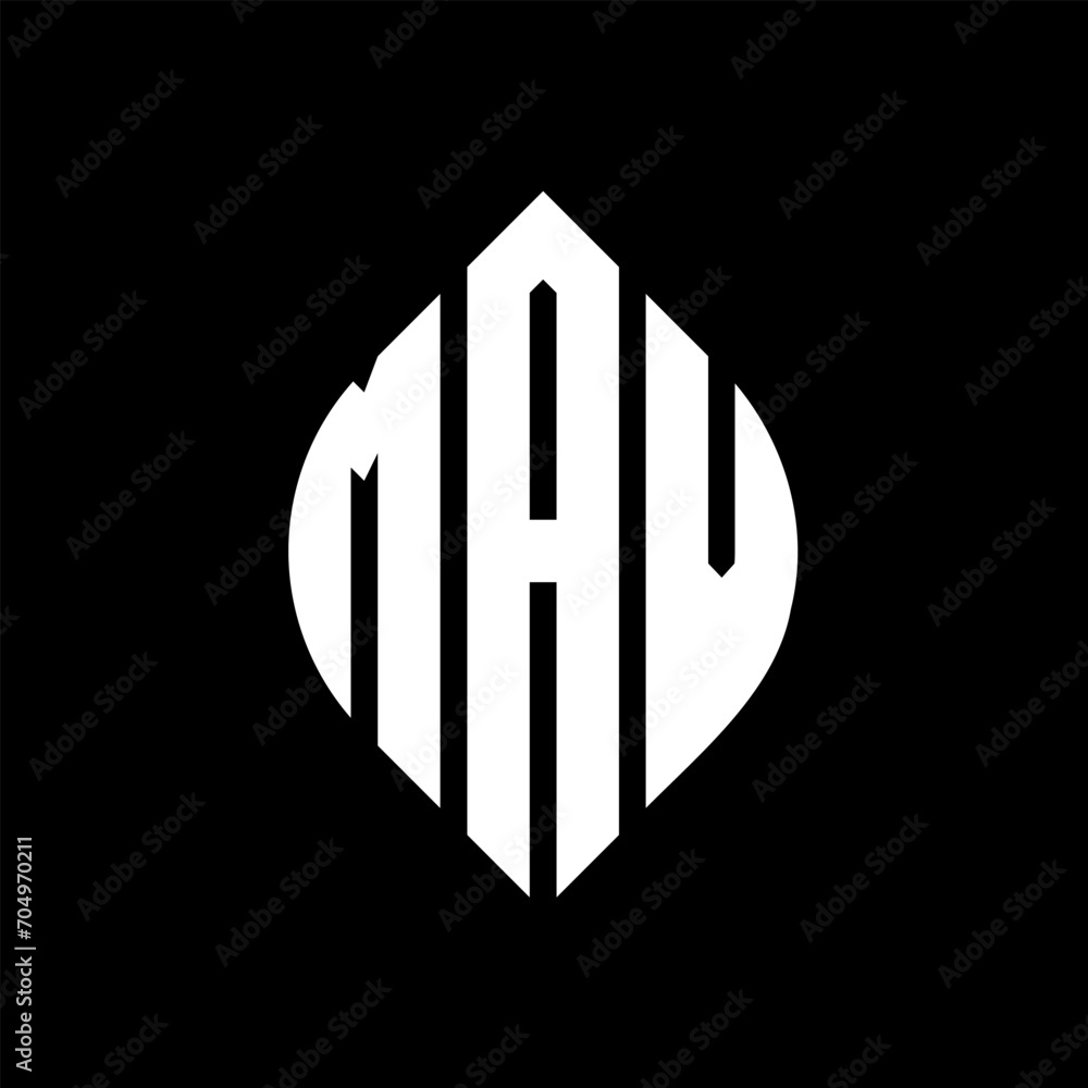 MAV circle letter logo design with circle and ellipse shape. MAV ...