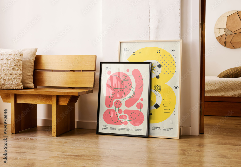 Mockup of two picture frames with customizable designs Stock Template ...