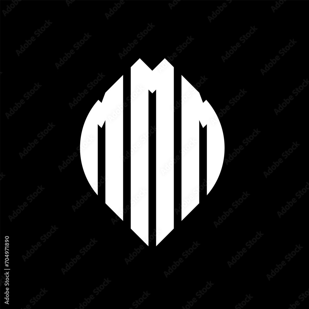 MMM circle letter logo design with circle and ellipse shape. MMM ...