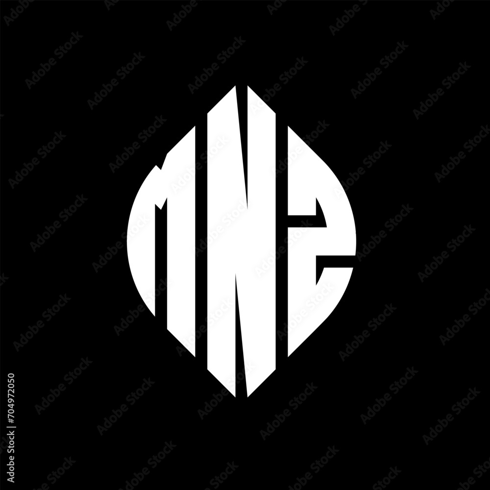 MNZ circle letter logo design with circle and ellipse shape. MNZ ...