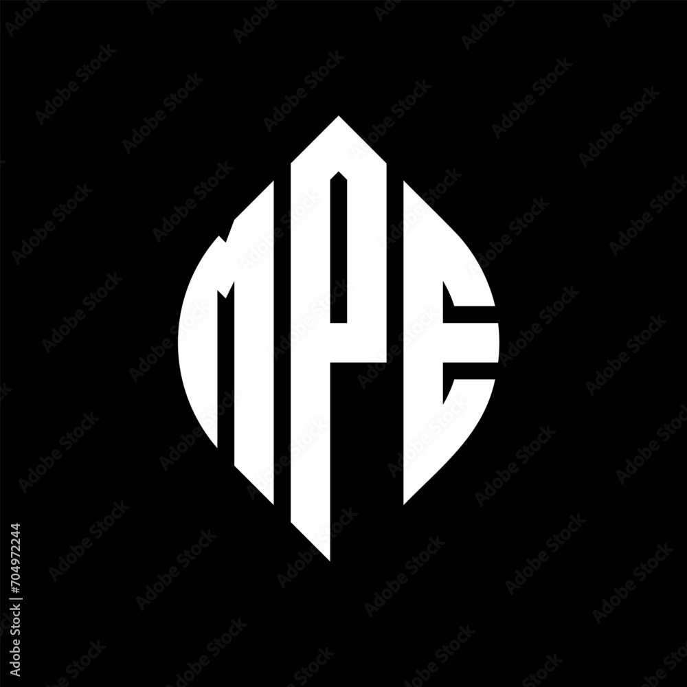 MPE circle letter logo design with circle and ellipse shape. MPE ...