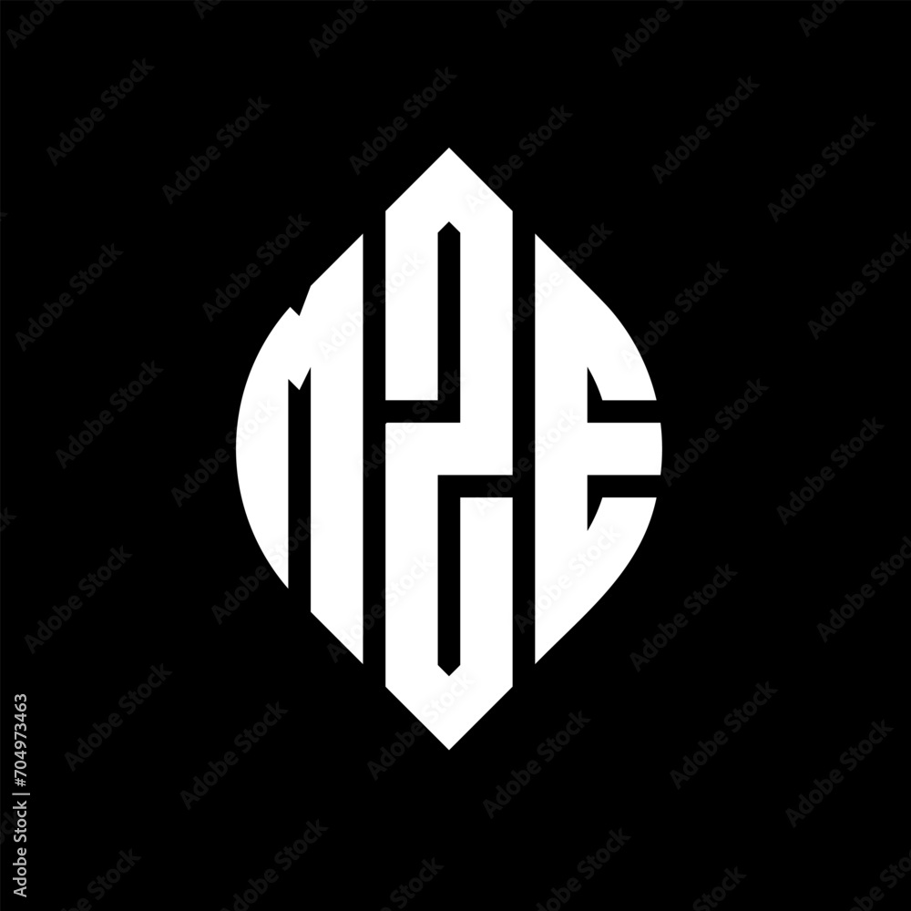 MZE circle letter logo design with circle and ellipse shape. MZE ...