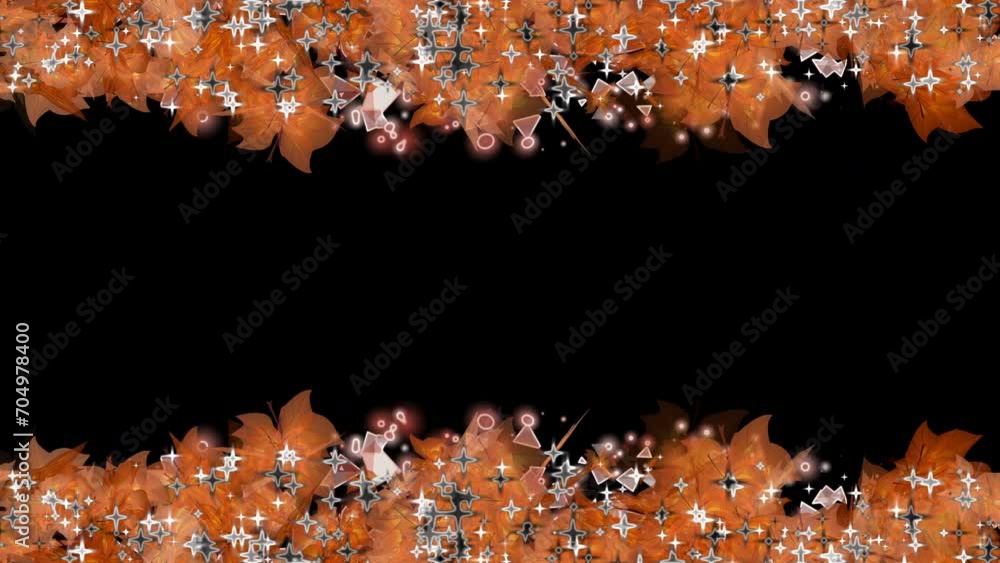 Maple Leaf display frame with leaf and particle. Horizontal invitation ...