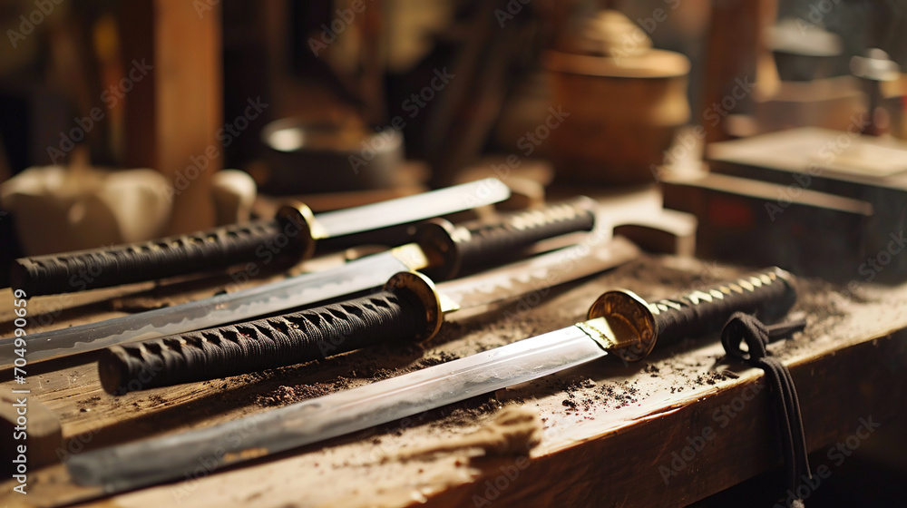 Beautiful katana swords with different patterns Stock Illustration ...