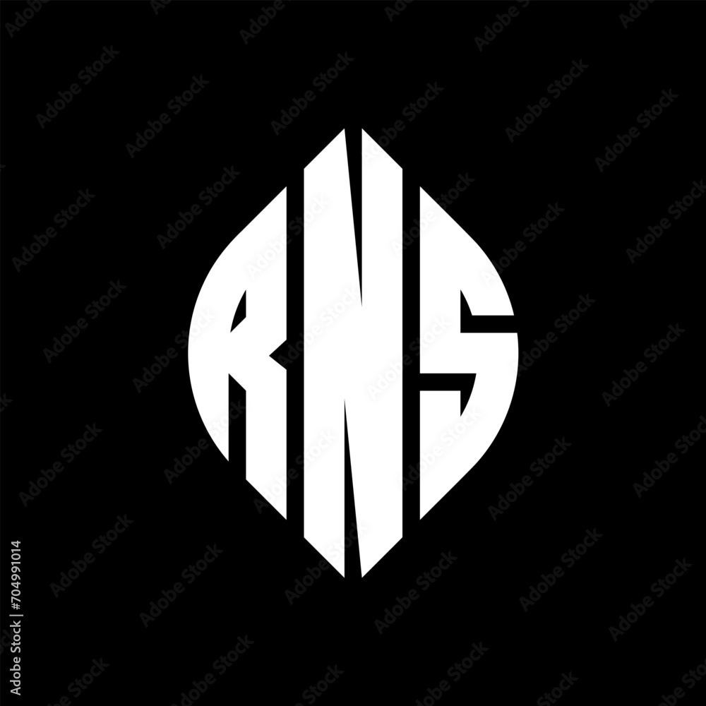 RNS circle letter logo design with circle and ellipse shape. RNS ...