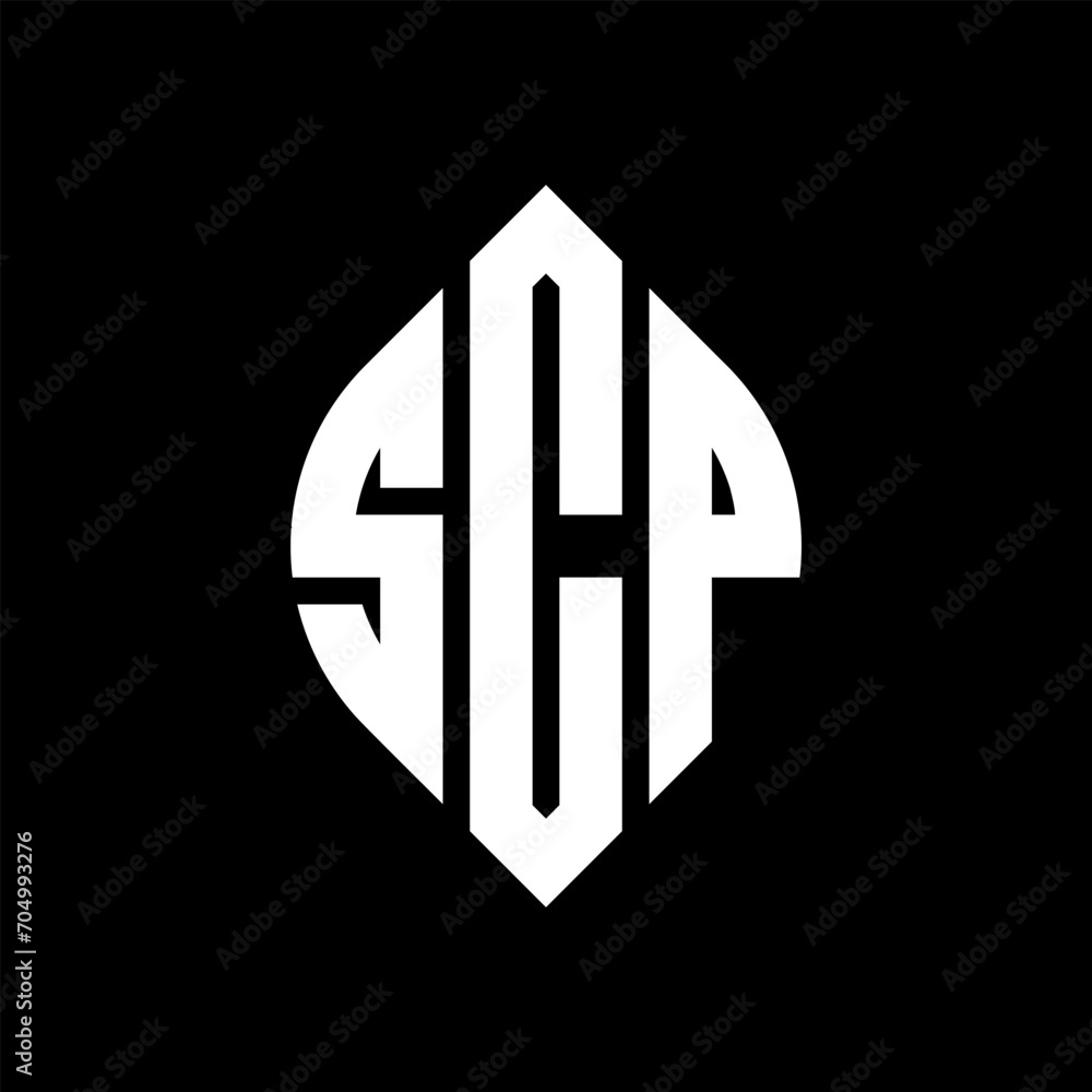 SCP circle letter logo design with circle and ellipse shape. SCP ...