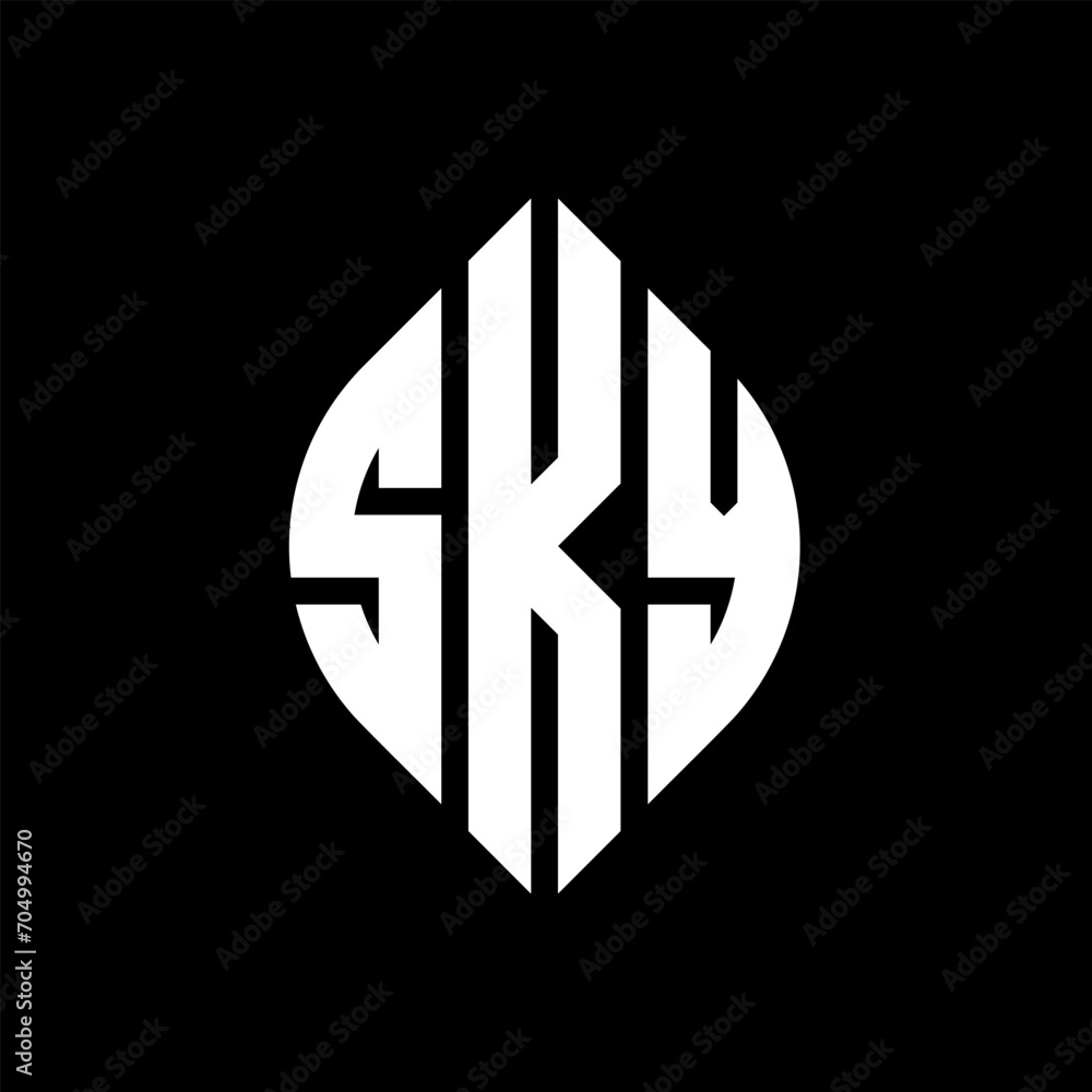 SKY circle letter logo design with circle and ellipse shape. SKY ...