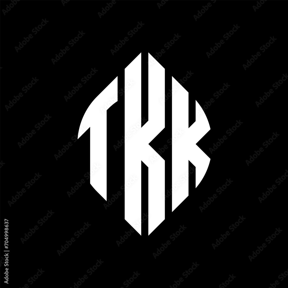 TKK circle letter logo design with circle and ellipse shape. TKK ...