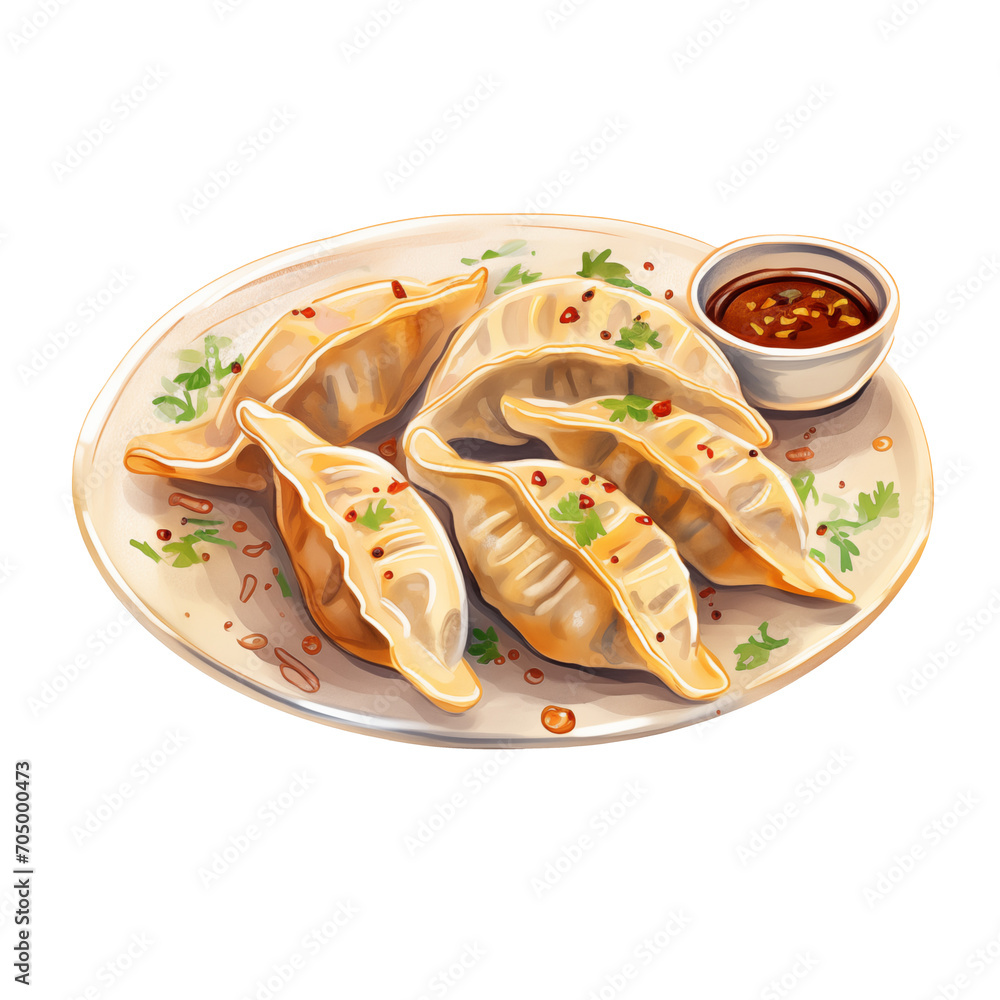 Pierogi dish watercolor pasta illustration png isolated on a ...