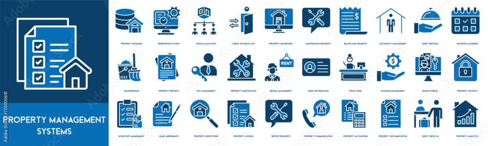 Property Management Systems Outline Icon Collection. Property Database ...