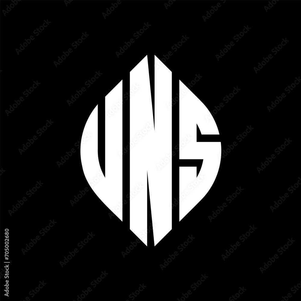 UNS circle letter logo design with circle and ellipse shape. UNS ...