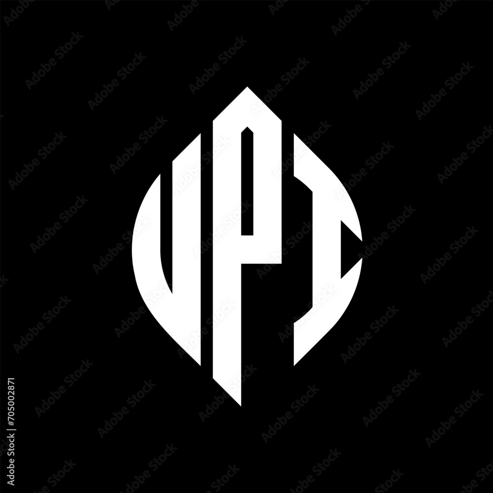 UPI circle letter logo design with circle and ellipse shape. UPI ...