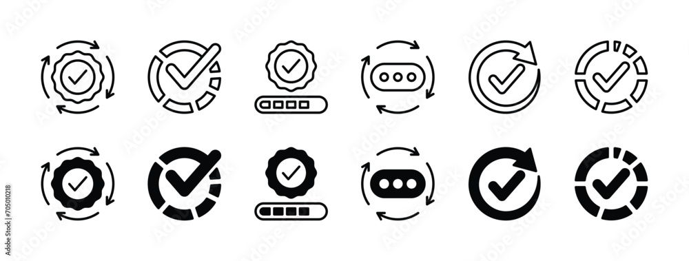 Progress thin line icon set. Progress for loading bar, update system ...