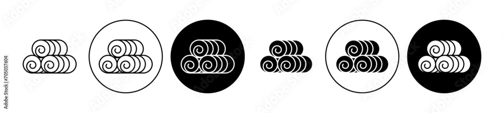 Vecteur Stock Hay Bale Vector Illustration Set. Round agriculture grass ...