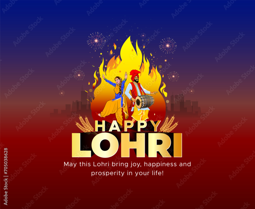 Lohri festival background with Happy Lohri wishes text. Sikh Punjabi ...