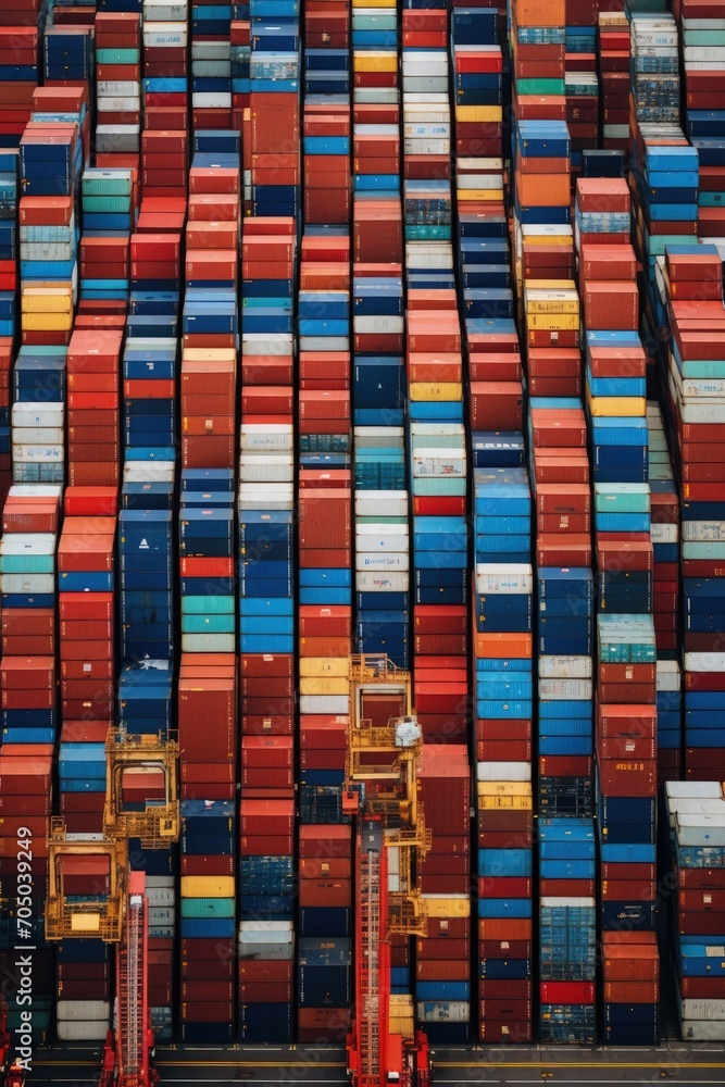 Aerial view of stack of logistics container cargo and shipping business ...