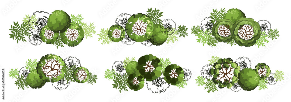 Group of trees for architectural floor plans. Entourage design. Various ...