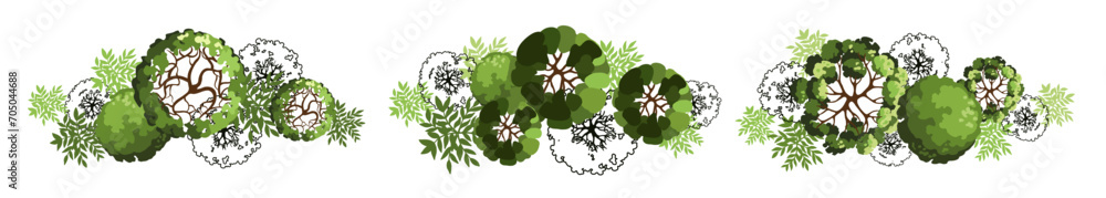 Group of trees for architectural floor plans. Entourage design. Various ...
