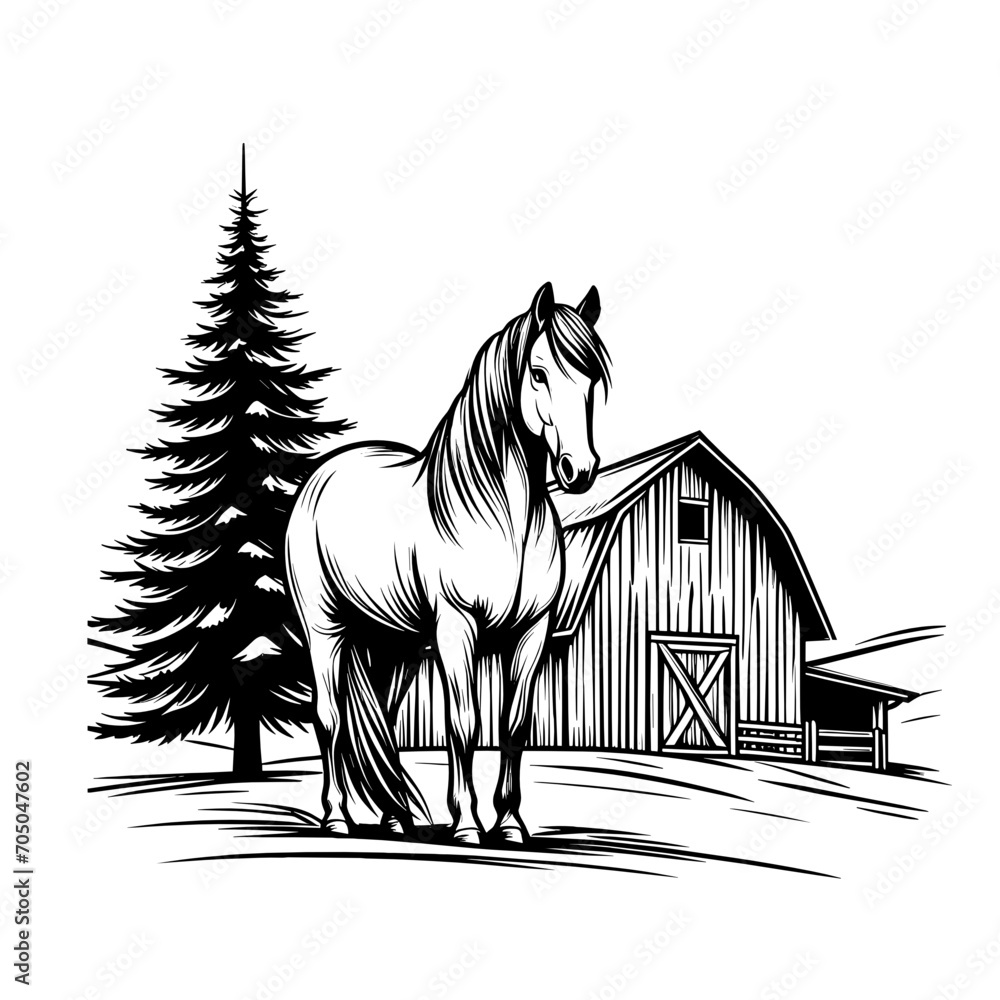 Vetor de Rustic Barn Horse Farm Stable Country Ranch Cowboy, horse rustic barn farm , barn svg ...