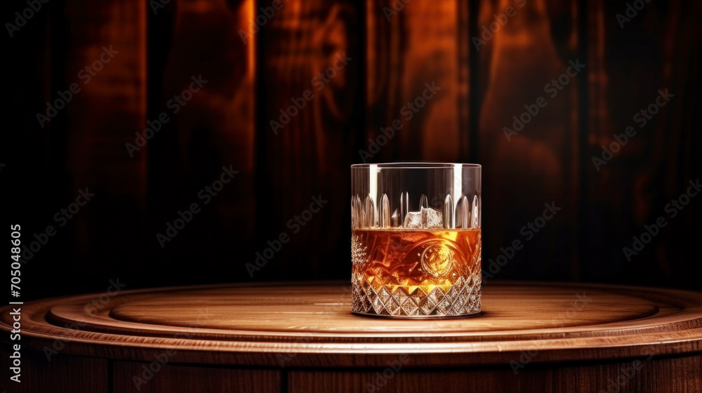 Alcohol whiskey drinks on counter wood in bar on blur background ...