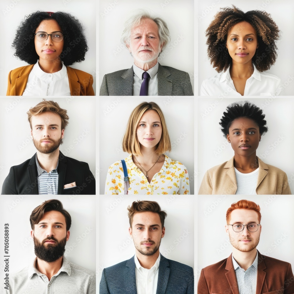 Set of real people happy faces and different diverse human portraits ...