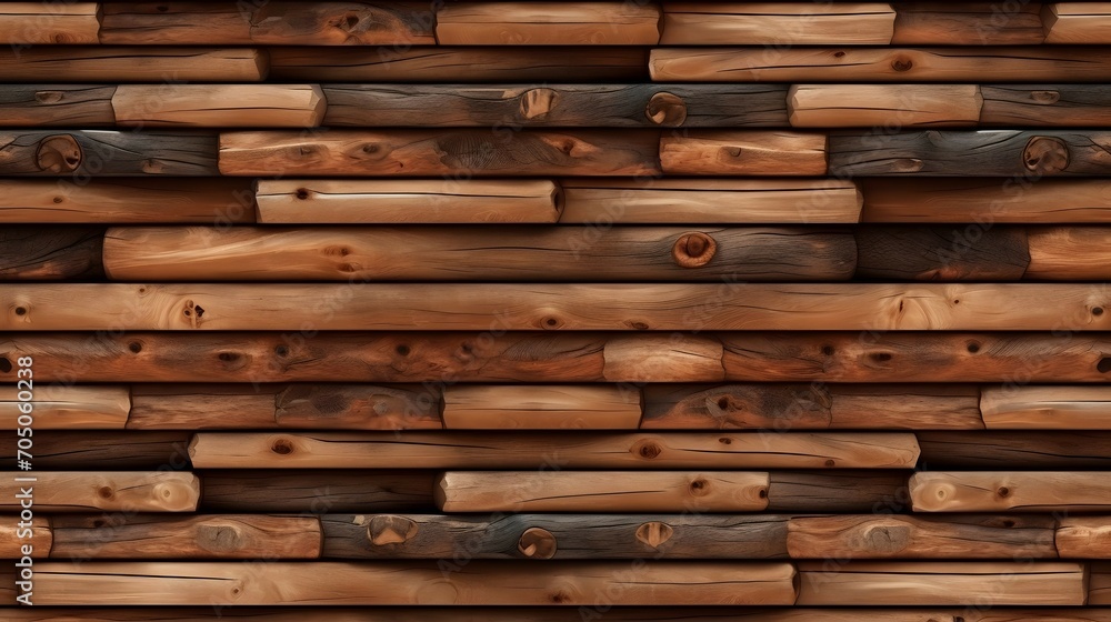 Seamless natural wood log cabin wall background texture. Rustic old ...