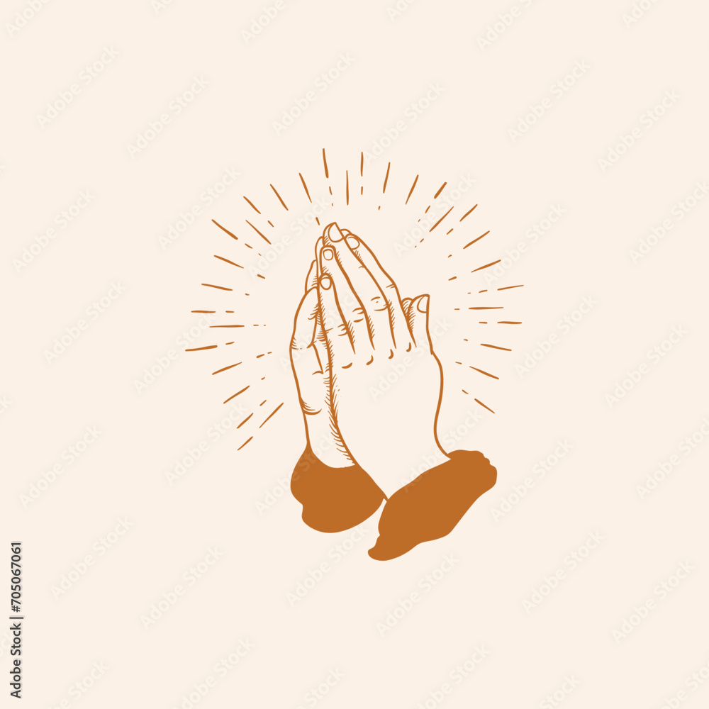 Vector illustration of hands praying for God. hand drawing of jesus ...