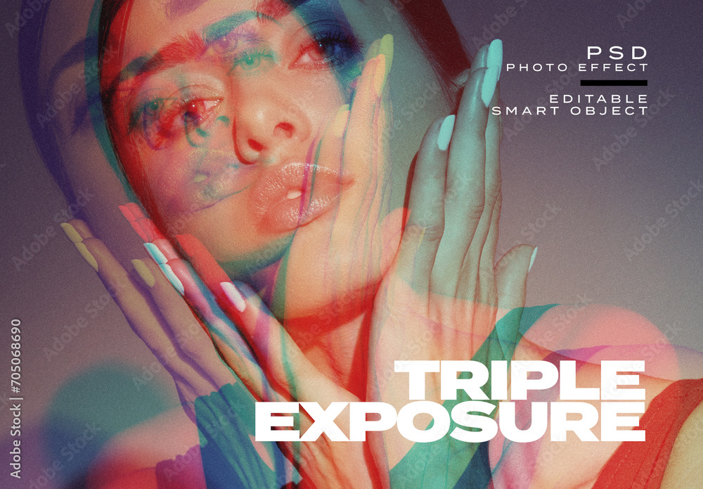 Vintage Triple Exposure Photo Effect Stock Template | Adobe Stock