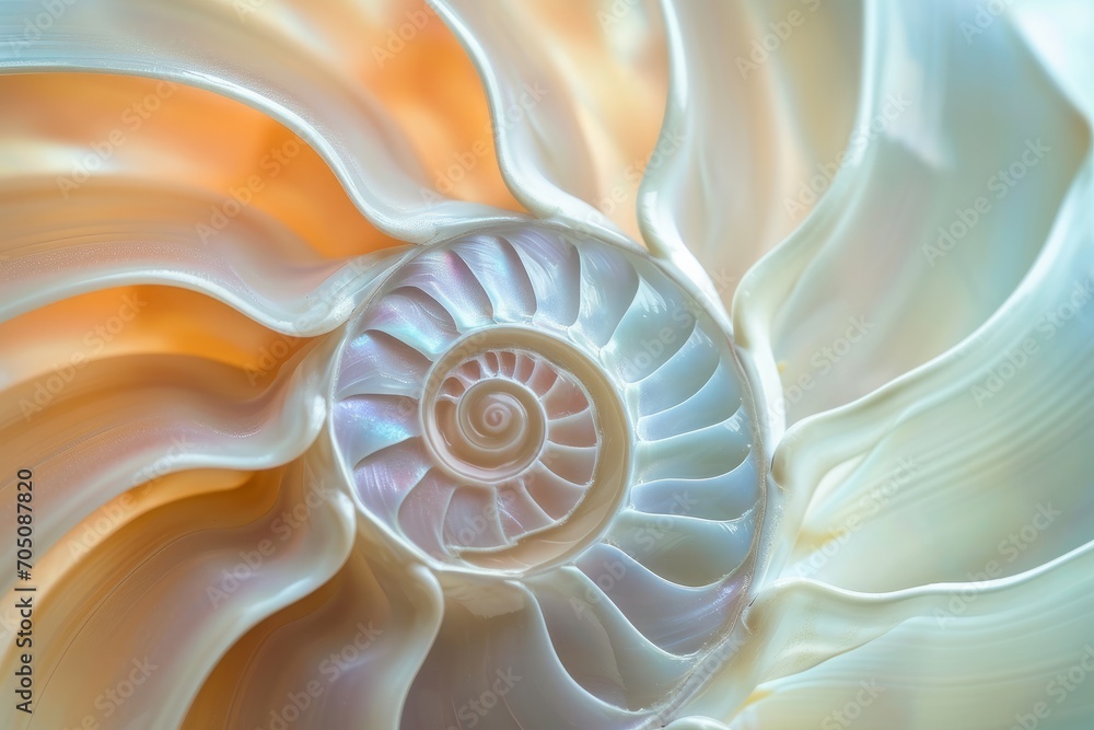 Chambered Nautilus Shell Detail. Intricate details and patterns of a ...