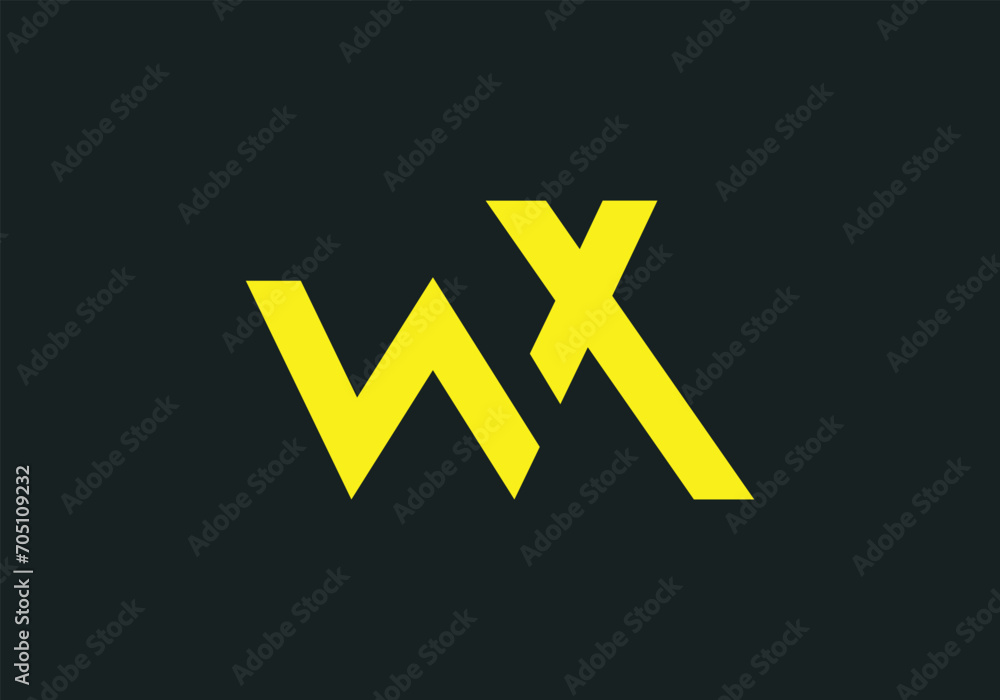 Alphabet letter W X, logo icon vector WX or XW minimal and negative ...
