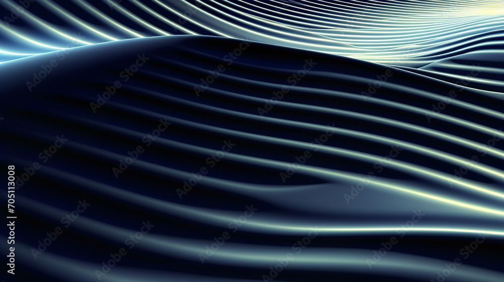 The image showcases a digital 3D rendering of undulating waves with a ...