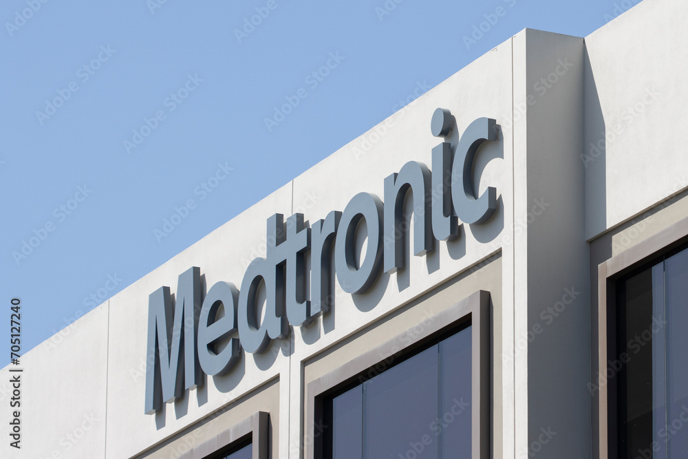 Irvine, CA, USA - May 8, 2022: Closeup of the Medtronic sign seen at ...